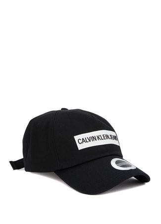 Calvin Klein Erkek Siyah Logolu Şapka EU