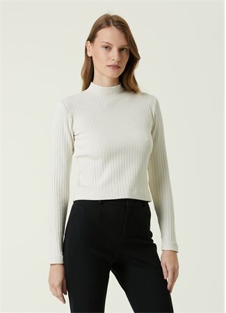 Vince Kadın Krem Dik Yaka Triko Beyaz S EU