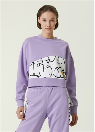 Puma Kadın x Britto Lila Bisiklet Yaka Baskılı Sweatshirt Mor L EU