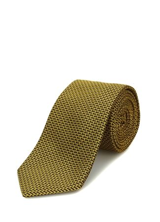 Pal Zileri Erkek Sarı Mikro Desenli İpek Kravat EU