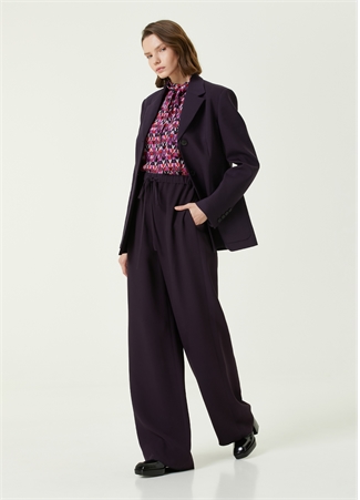 Valentino Kadın Mürdüm Yüksek Bel İpek Pantolon Mor 40 IT Valentino Kadın Mürdüm Yüksek Bel İpek Pantolon Mor 40 IT