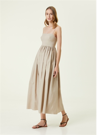 Matteau Swim Kadın Bej İnce Askılı Midi Keten Elbise Us Matteau Swim Kadın Bej İnce Askılı Midi Keten Elbise Us