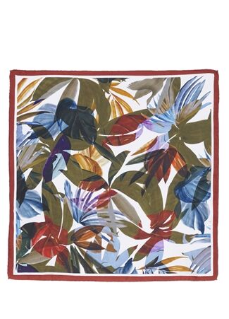 Beymen Club Kadın Colorblocked Desenli 50x50 İpek Eşarp Kırmızı EU