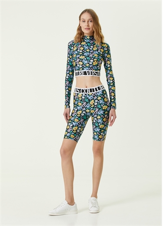 Versace Jeans Couture Kadın Mavi Çiçekli Biker Tayt Siyah 42 IT Versace Jeans Couture Kadın Mavi Çiçekli Biker Tayt Siyah 42 IT