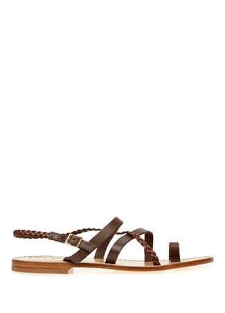 Capri Positano Sandals Kadın Kahverengi Deri Sandalet 36 EU