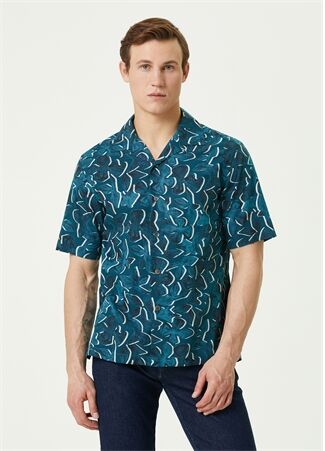 Zegna Erkek Yeşil Çiçek Desenli Kısa Kollu Gömlek L It