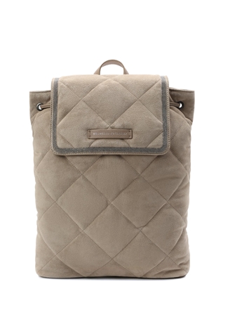 Brunello Cucinelli Kadın Bej Kapitoneli Deri Sırt Çantası Gri EU Brunello Cucinelli Kadın Bej Kapitoneli Deri Sırt Çantası Gri EU