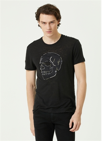 John Varvatos Star Usa Erkek Siyah Kuru Kafa Nakışlı Keten T-shirt S Eu John Varvatos Star Usa Erkek Siyah Kuru Kafa Nakışlı Keten T-shirt S Eu