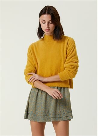 Network Kadın Slim Fit Hardal Kazak Sarı S EU