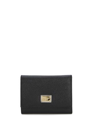 Dolce&Gabbana Kadın Siyah Logo Detaylı Deri Cüzdan EU