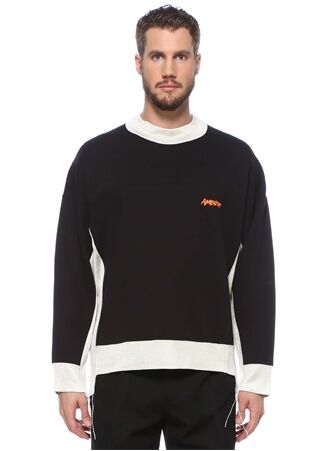 Ambush Erkek Lacivert Beyaz Dik Yaka Bloklu Sweatshirt US