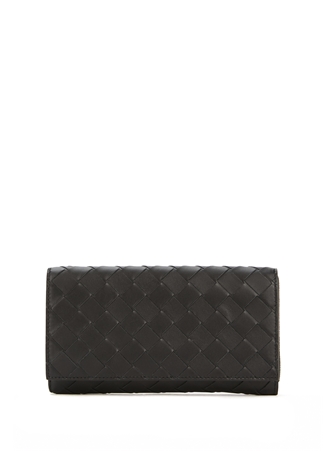 Bottega Veneta Erkek Siyah Örgü Dokulu Deri Cüzdan EU