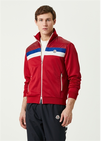 Moncler Erkek Kırmızı Logo Şeritli Sweatshirt L EU Moncler Erkek Kırmızı Logo Şeritli Sweatshirt L EU