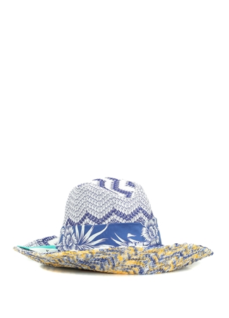 Missoni Kadın Mavi Etnik Desen Jakarlı Şapka M EU