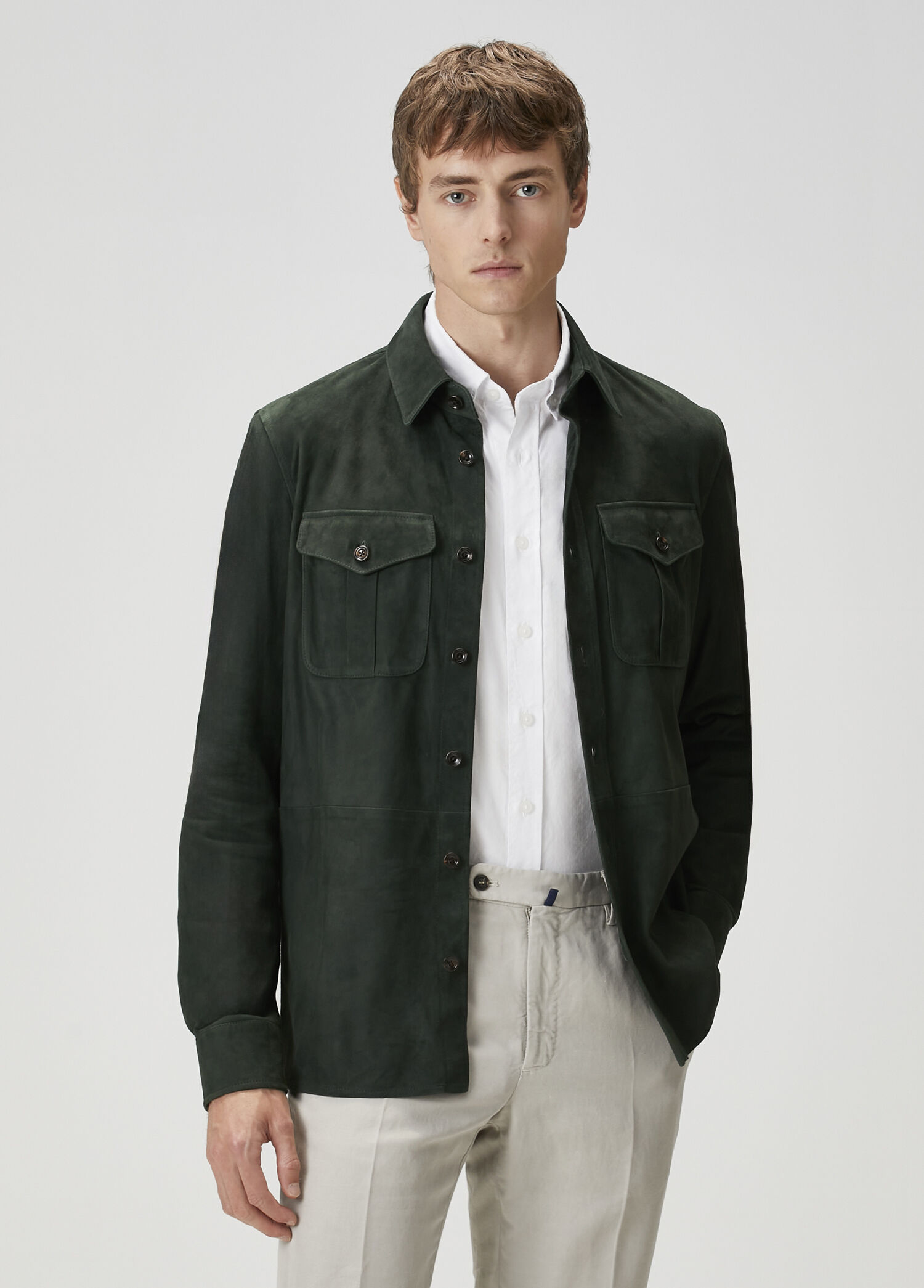 Ralph Lauren Purple Label - Haki Süet Dış Gömlek - Haki