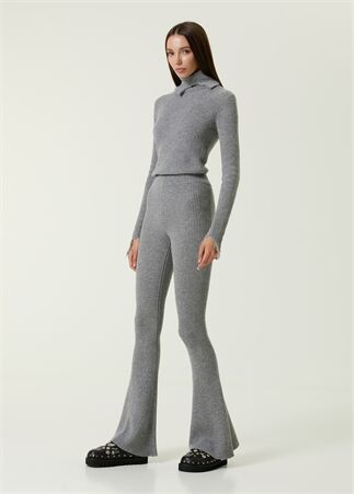 Alanui Kadın Gri Bol Paça Triko Pantolon XS EU