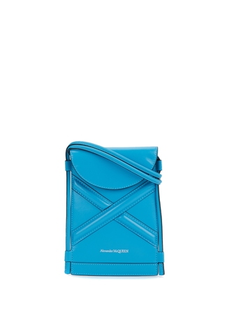 Alexander McQueen Kadın Mavi Logo Detaylı Deri Çanta EU