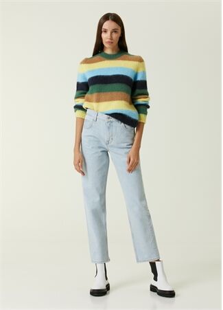 Maje Kadın Mom Fit Mavi Jean Pantolon 34 FR