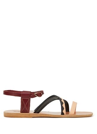 Ancient Greek Sandals Kadın Bordo Çapraz Bant Detaylı Deri Sandalet 36 EU