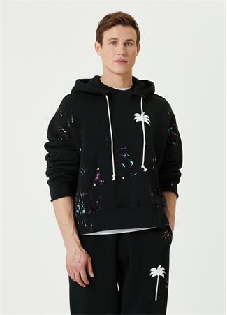 Palm Angels Erkek Siyah Kapüşonlu Fırça Darbesi Desenli Sweatshirt M Eu Palm Angels Erkek Siyah Kapüşonlu Fırça Darbesi Desenli Sweatshirt M Eu