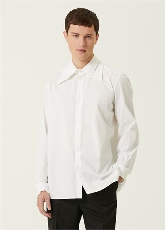 Valentino Erkek Beyaz Çift Yaka Detaylı Gömlek 40 IT