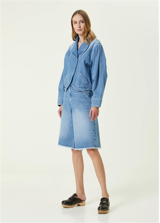 Isabel Marant Kadın Natalina Mavi Yüksek Bel Jean Şort 34 FR Isabel Marant Kadın Natalina Mavi Yüksek Bel Jean Şort 34 FR