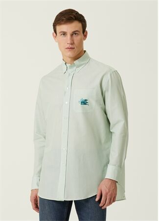 Etro Erkek Yeşil Çizgi Desenli Cepli Gömlek 42 IT