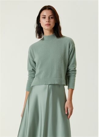 Network Kadın Slim Fit Mint Kazak Yeşil XL EU