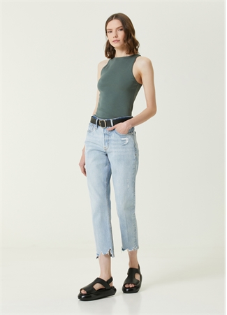 Frame Denim Kadın Le Piper Crop Mavi Jean Pantolon 23 Us Frame Denim Kadın Le Piper Crop Mavi Jean Pantolon 23 Us