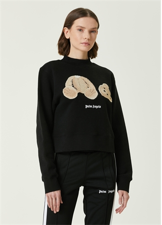 Palm Angels Kadın Teddy Bear Siyah Bisiklet Yaka Sweatshirt XXS EU Palm Angels Kadın Teddy Bear Siyah Bisiklet Yaka Sweatshirt XXS EU