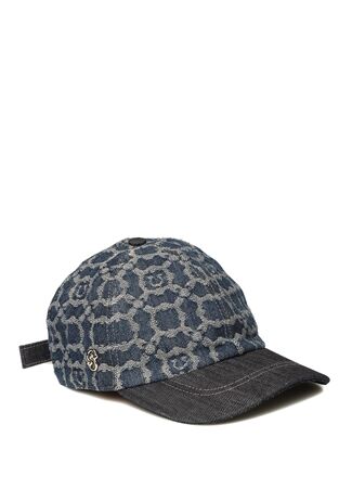 Salvatore Ferragamo Kadın Mavi Jakarlı Denim Şapka Lacivert EU