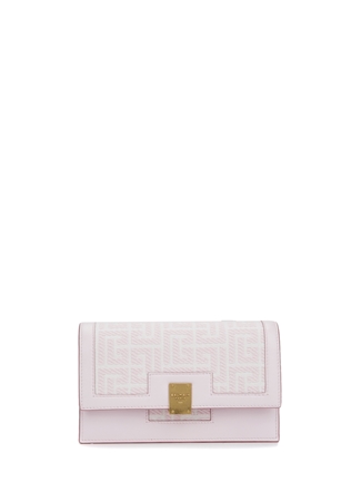 Balmain Kadın 945 Mini Pembe Beyaz Jakarlı Omuz Çantası EU