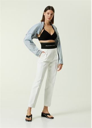 Alexander Wang Kadın Beyaz Logo Bantlı Pantolon 4 US Alexander Wang Kadın Beyaz Logo Bantlı Pantolon 4 US