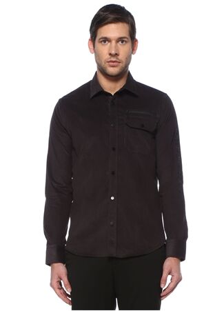 Beymen Club Erkek Slim Fit Gri Koordinat Baskılı Kadife Dış Gömlek S