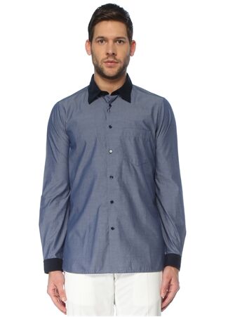 Palzileri Lab Erkek Mavi Lacivert İngiliz Yaka Gömlek 4 IT