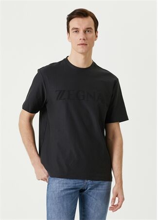 Z Zegna Erkek Siyah Logo Detaylı T-shirt L It