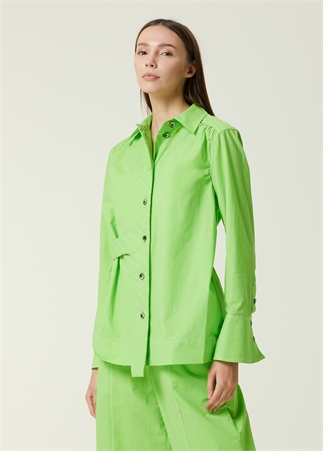 Ganni Kadın Yeşil Dikiş Detaylı Gömlek 36 FR