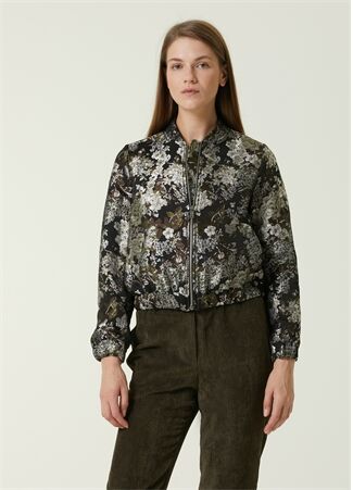 Beymen Club Kadın Siyah Dik Yaka Çiçek Brokarlı Bomber Ceket 40