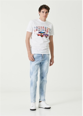 Dsquared2 Erkek Mavi Boru Paça Jean Pantolon 48 IT Dsquared2 Erkek Mavi Boru Paça Jean Pantolon 48 IT