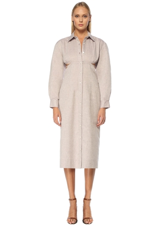 Jacquemus Kadın Lila Gömlek Yaka Dekolteli Midi Kokteyl Elbise Mor 36 FR