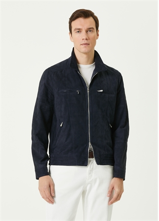 Brunello Cucinelli Erkek Lacivert Süet Mont S EU