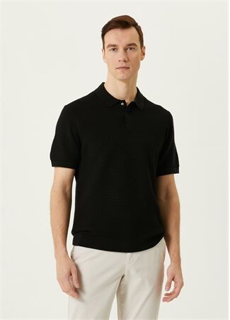 Network Erkek Siyah Polo Yaka Dokulu Kazak XS EU
