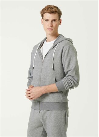 Beymen Collection Erkek Gri Kapüşonlu Sweatshirt S EU