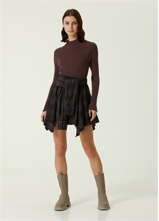 Network Kadın Slim Fit Lacivert Mini Etek 38 EU