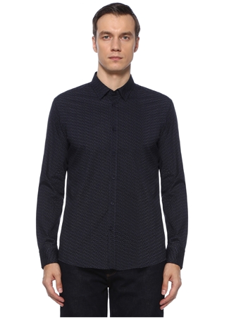 Beymen Club Erkek Slim Fit Lacivert Dağ Baskılı Gömlek S Beymen Club Erkek Slim Fit Lacivert Dağ Baskılı Gömlek S