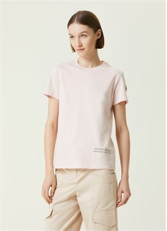 Moncler Kadın Pembe Slogan Detaylı T-shirt XS EU