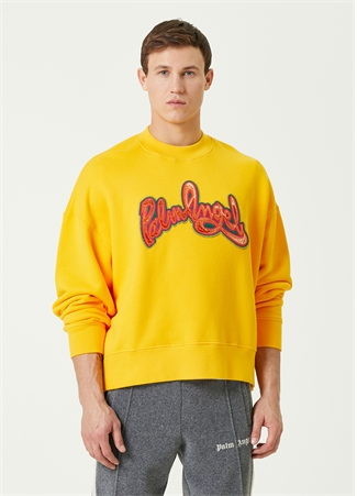 Palm Angels Erkek Sarı Logo Patchli Sweatshirt M EU Palm Angels Erkek Sarı Logo Patchli Sweatshirt M EU