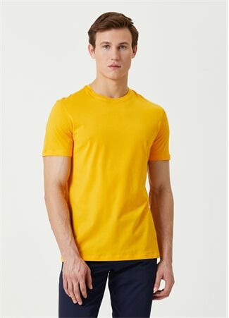 Isaia Erkek Sarı Basic T-shirt M EU