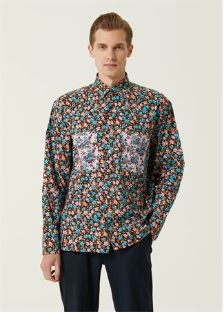 Paul Smith Erkek Colorblocked Çiçek Desenli Gömlek Pembe L EU