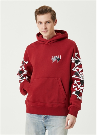Amiri Erkek Kırmızı Kapüşonlu Logolu Sweatshirt L EU Amiri Erkek Kırmızı Kapüşonlu Logolu Sweatshirt L EU